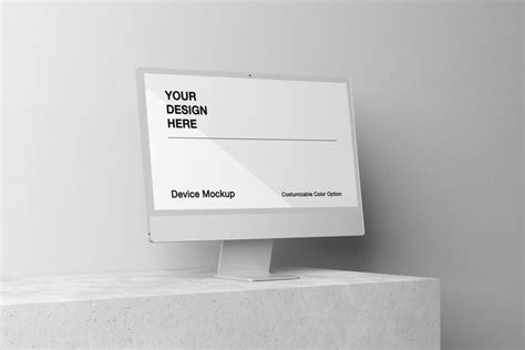 Premium Psd Computer Device Mockup With Shadow And Minimal Background Customizable Background