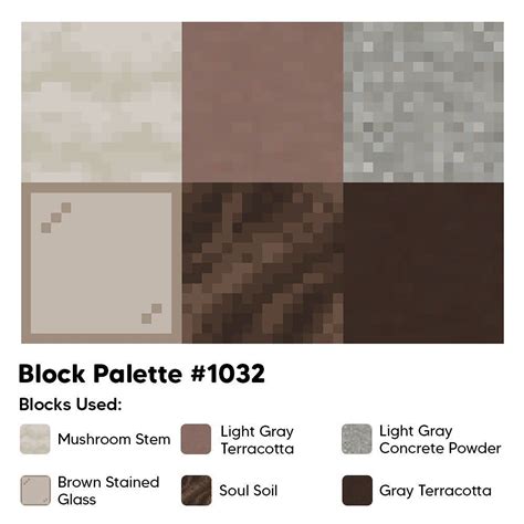 Minecraft Block Palette 1032 Brown Gray White Shades