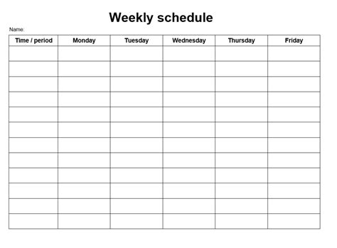Free Weekly Schedule Template Free Word PDF Templates