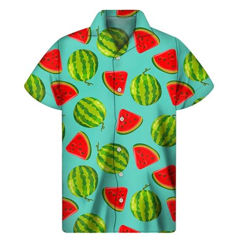 Tropical Watermelon Graphic Hawaiian Shirt Summer Street Short Sleeves