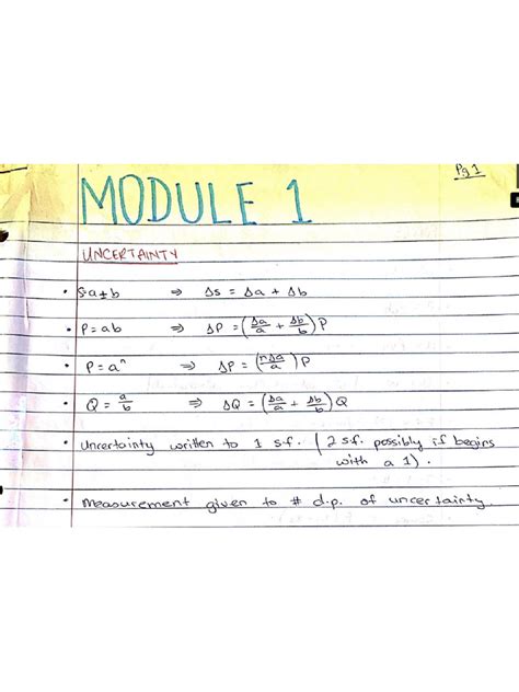 Physics Unit 1 Formulas Pdf