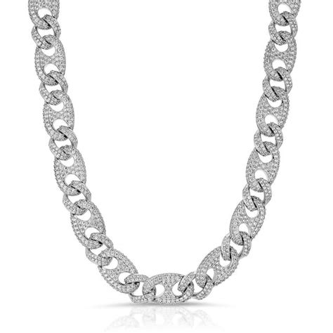 Diamond Puff Cuban Link Chain White Gold The Gold Gods