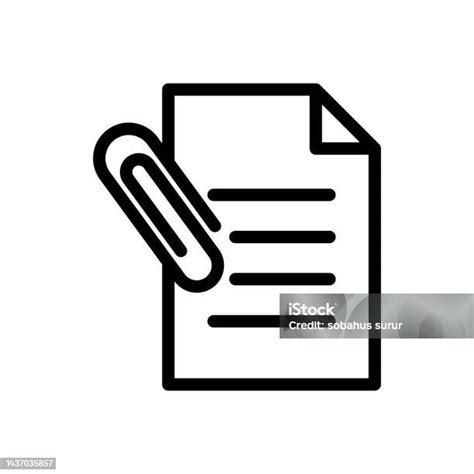 종이 클립이 있는 종이 문서 선 아이콘 그림입니다 문서 첨부 파일과 관련된 아이콘입니다 간단한 벡터 디자인 편집 가능 32 X 32에서 완벽한 픽셀 강철에 대한 스톡 벡터