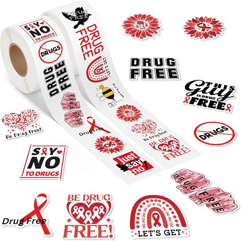 A1diee Red Ribbon Week Sticker 1000pcs Drug Free Sticker