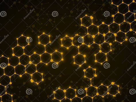 Abstract Hexagonal Molecules Glowing Molecular Structure Of Dna Technology Background Stock