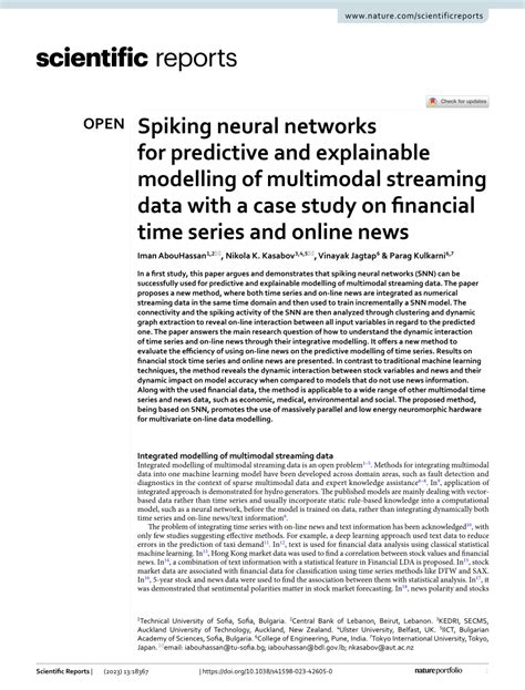 Pdf Spiking Neural Networks For Predictive And Explainable Modelling Of Multimodal Streaming