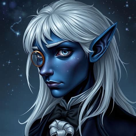 Celestial Male Elf Dark Blue Cosmic Fantasy