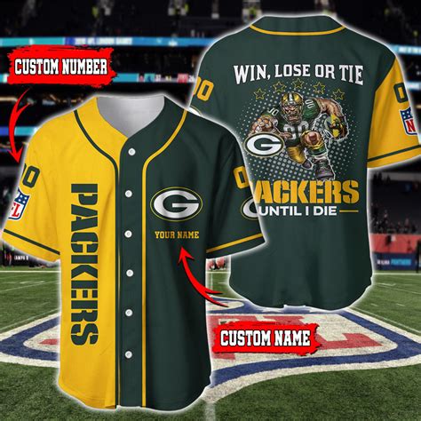 Green Bay Packers Personalized Baseball Jersey Bg573 Hearthtops Store