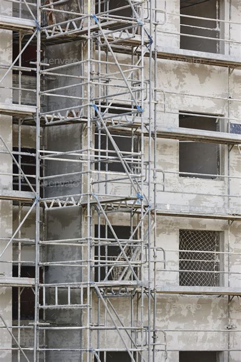 Scaffolding Structure On A Building Construction Architecture Industry