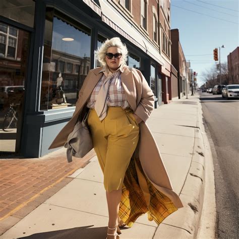 Premium Ai Image A Fat Overweight Fashionable Woman In Stylish