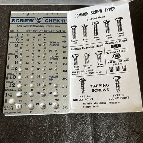 Printable Screw Size Chart Printable Chart Template
