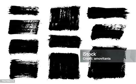 브러시 스트로크 벡터 페인트 브러시 세트입니다 정사각형 그런지 디자인 요소 개체 그룹에 대한 스톡 벡터 아트 및 기타 이미지