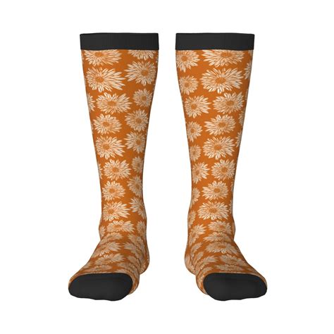 Naloa Autumn Sunflower Warm Colors Knee Socks High Socks Long Stretchy