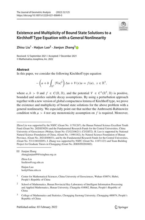 Pdf Existence And Multiplicity Of Bound State Solutions To A