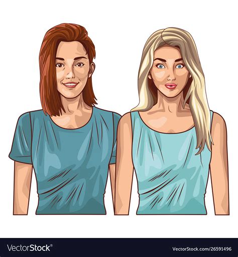 Pop Art Beautiful Women Smiling Cartoon Royalty Free Vector