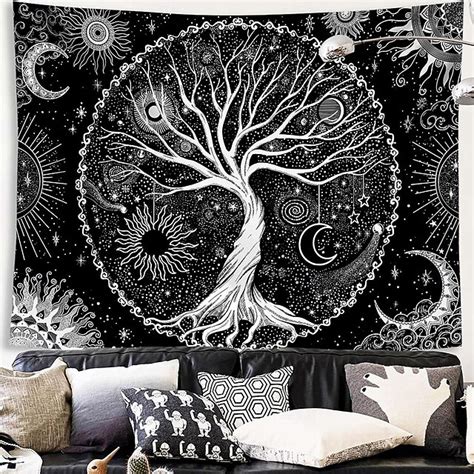 Tree Of Life Celestial Mandala Wall Tapestry Sun Moon Stars Galaxy