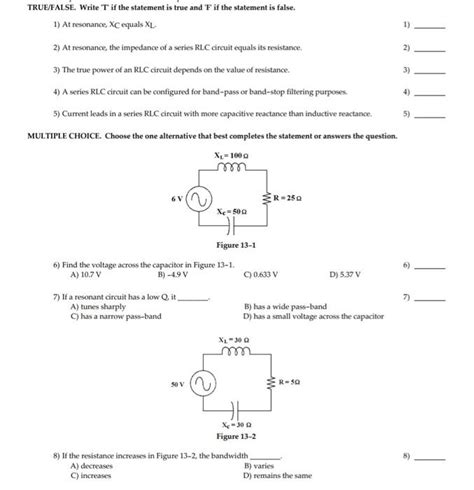 Solved TRUE FALSE Write T If The Statement Is True And Chegg Com