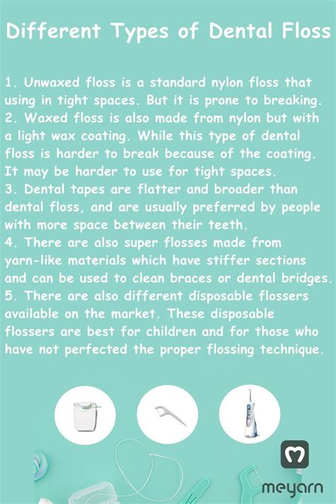 Different Types Of Dental Floss Meyarn Oral Care Tips Dental Dental Floss Floss