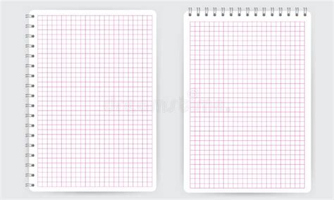 Blank Spiral Notepad Notebook Thin Squared Math Grid Lines Stock Vector Illustration Of