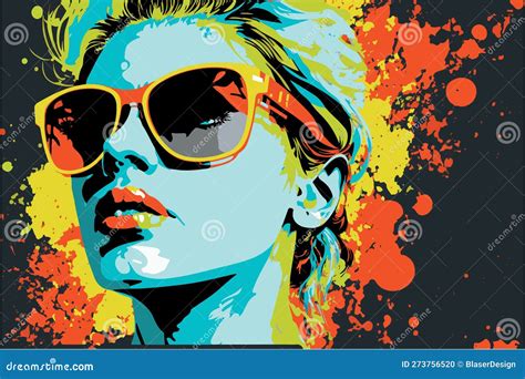 Beautiful Woman Wearing Glasses Pop Art Of Retro Comic Girl Stock