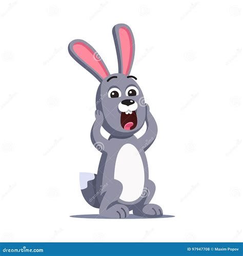 Scared Grey Rabbit Screaming Holding His Head Stock Vector Illustration Of Fear Mammal 97947708