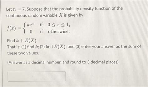 Solved Let N Suppose That The Probability Density Chegg