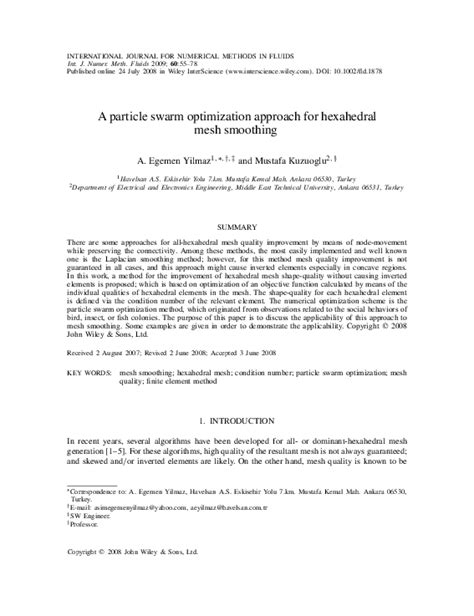 Pdf A Particle Swarm Optimization Approach For Hexahedral Mesh Smoothing