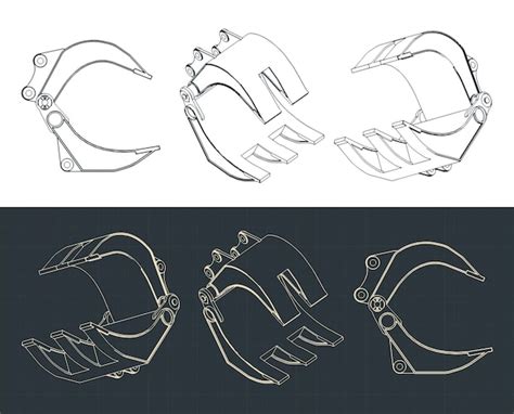 Premium Vector Tractor Grab Loader Blueprints