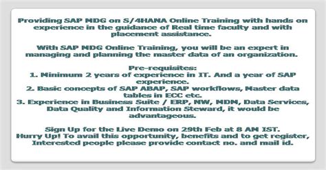Providing Sap Mdg On S4hana Online Training With Hands On Experience