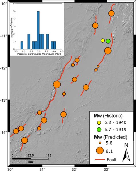 Hillshade Map Of The Luangwa Rift Showing Estimated Maximum Earthquake
