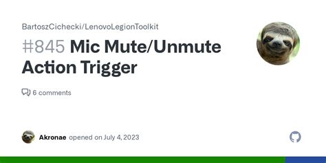 Mic Muteunmute Action Trigger · Issue 845 · Bartoszcicheckilenovolegiontoolkit · Github
