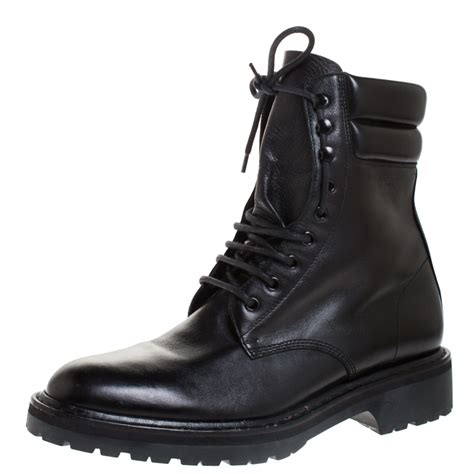Saint Laurent Black Leather Lace Up Trekker Ankle Boots Size 435 Saint