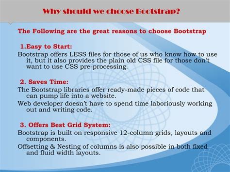 Know The Reason Behind Choosing Bootstrap As Css Framework Ppt