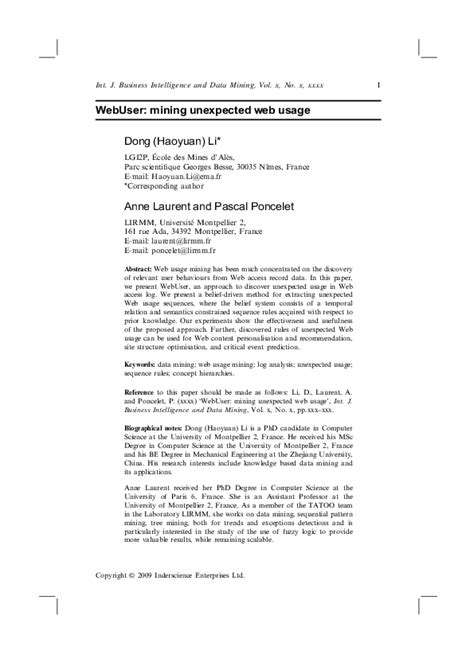 Pdf Webuser Mining Unexpected Web Usage