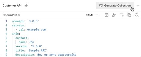 generate collections from your api specification postman docs