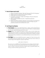 Midterm CS101 Fall2021 Edited Pdf CS101 Midterm Exam A General Programming Concepts 1 2 3