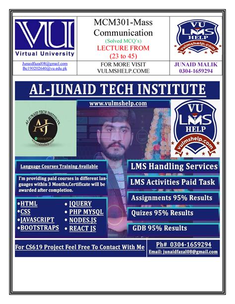 Mcm301 Solved Mcqs Final Term By Junaid Mcm301 Mass Communication Solved Mcqs Lecture From