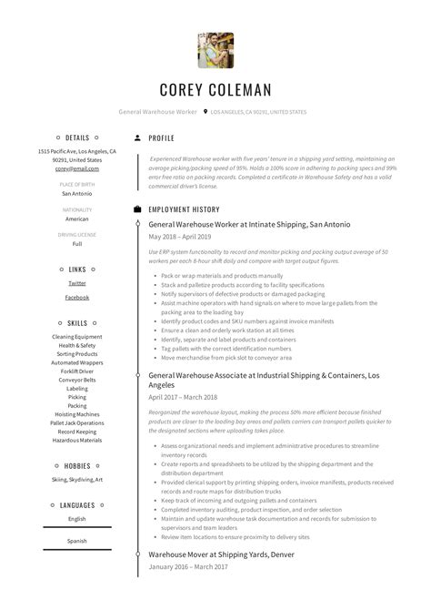 Casual General Warehouse Objective Resume Customer Service Executive