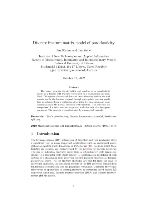 Pdf Discrete Fracture Matrix Model Of Poroelasticity