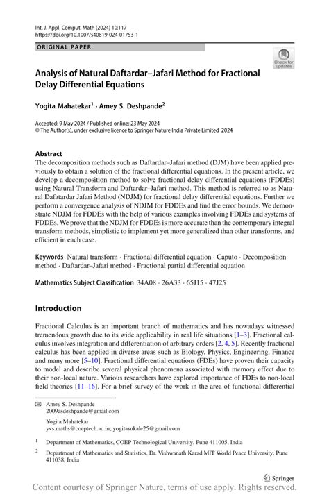 Analysis Of Natural Daftardarjafari Method For Fractional Delay Differential Equations