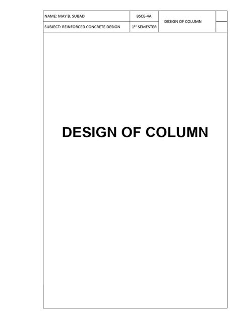 11finale Design Of Ground Flooor Column Pdf Column Structural