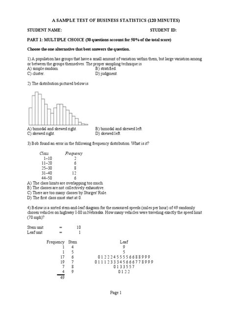 final exam sample test pdf errors and residuals coefficient of