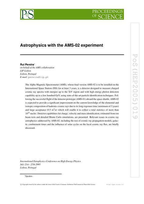 Pdf Astrophysics With The Ams 02 Experiment