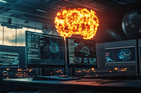 Control Room Filled With Advanced Technology During A Simulated