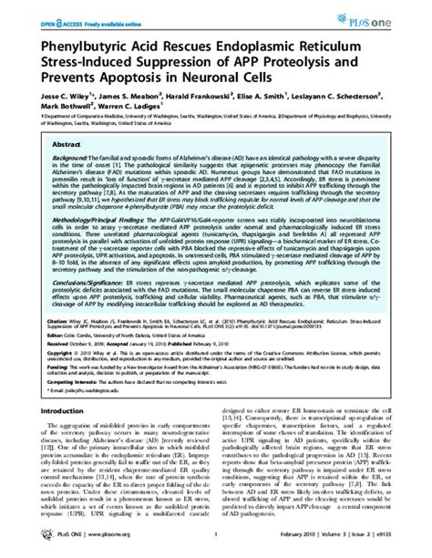 Pdf Phenylbutyric Acid Rescues Endoplasmic Reticulum Stress Induced