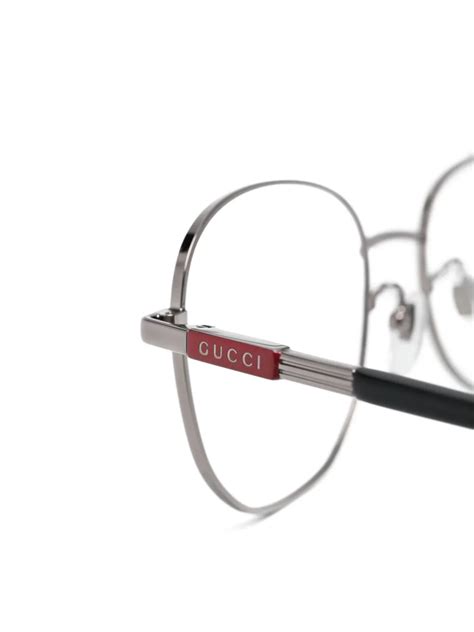 Gucci Eyewear Round Frame Glasses Silver Farfetch Uk
