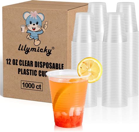 Lilymicky 1000 Pack 12 Oz Clear Plastic Cups Cold Disposable Party Drinking Cups