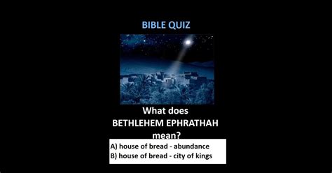 What Does Bethlehem Ephrathah Mean Bible Quiz