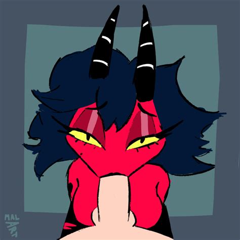Rule Black Lipstick Blowjob Demon Demon Girl Demon Horns Eyeshadow Helluva Boss Imp Looking