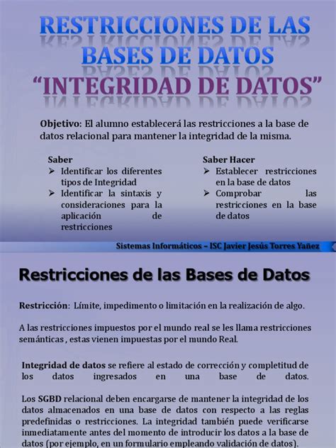 Integridad Datos Material Apoyo 1 Pdf Base De Datos Relacional